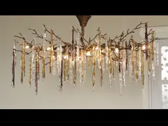 China 80cm Adjustbale Wire Iron Crystal Chandelier Smoked Crystal Ceiling Light ISO9001 240V for sale