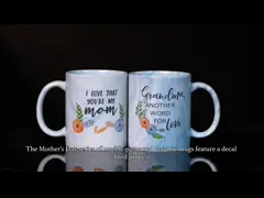 China Mothers Day 330 ml Mug with marble glaze and decal paper fired for mothers for sale