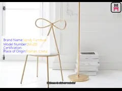 Ins Style Lovely Bow Metal Restaurant Chairs With Custom Cushion Color On Stock