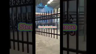 outdoor steel picket fence