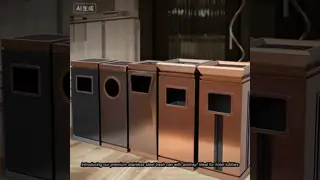 Premium Standing Stainless Steel Trash Can with Ashtray – Commercial Waste Bin for Hotel Lobbies, Offices, Entertainment & Leisure Venues