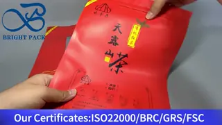 red self standing zip lock bag for black tea