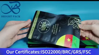 black flat bottom bag with valve 1kg
