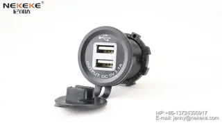China 5V 3.1A Dual USB IP68 Waterproof Power Socket for 12-24V Vehicles and Marine Applications for sale