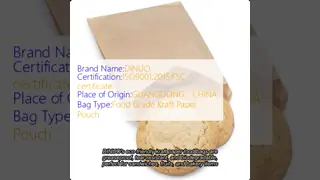 Eco Friendly Kraft Paper Food Bags Greaseproof Disposable Open Top Snack Bags for Bakery Sandwiches Fruits Catering Takeout