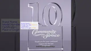 Custom Clear Number Acrylic Award Trophy Block for Company Anniversary Recognition