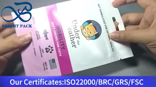 white plastic stand up pouch for pet food packaging