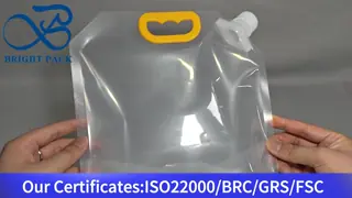 clear spouted liquid stand up pouches with handle large capacity