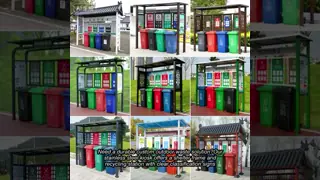 Stainless Steel Outdoor Waste Sorting Kiosk | Custom-Made Garbage Shelter Frame & Recycling Station with Classification Signs