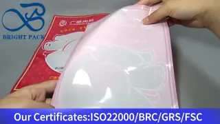 red plastic bag with clear window for meat