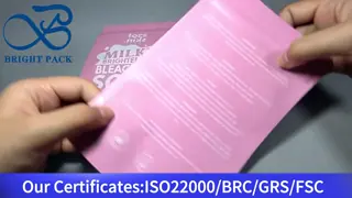pink standing aluminum plastic pouch for food 140g