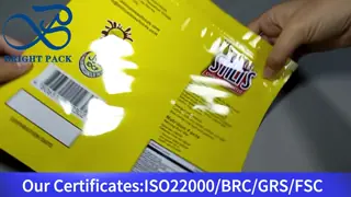 yellow aluminum plastic ziplock bag for chocolate