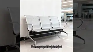 Reinforced & Thickened Stainless Steel Bench - 3-Seater Airport/Hospital Waiting Chair with IV Pole Mount for Waiting Areas