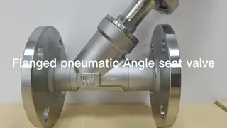 China Flange Angle Seat Pneumatic Actuator Valve 25 Bar SS304 Spring Return Air Water Steam 145degree for sale