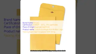 Custom Envelope With Button Logo Packing Kraft Paper Envelope With String