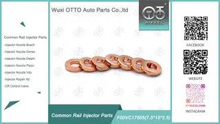 China High-speed Steel Common Rail Injector Shim F00VC17505 Copper Washer 7.5*15*2.5mm ISO9001 Certified for sale