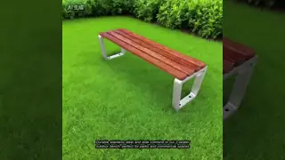 Stainless Steel & Teak Outdoor Bench - Commercial 2-Seater Leisure Long Chair for Park & Outdoor Spaces