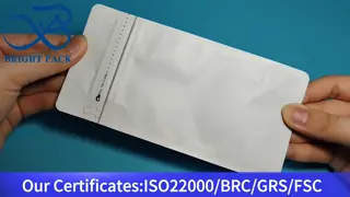 white flat bottom bag with valve