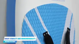 Blue and white inflatable hydrofoil board 1