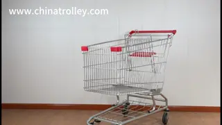 China 100L American Style Metal Shopping Trolley Gray White Trolley Grocery Cart With TENTE Wheels for sale