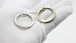 Flat Metal Split Key Ring 1 Inch - Brush Antique Brass & Clear Logo Stamping Q0113