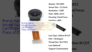 China OV12895 12MP MIPI Camera Module with 4K 60FPS and 150° Fisheye Lens for Industrial Imaging for sale