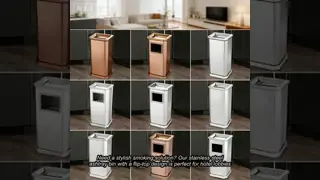 Stainless Steel Ashtray Bin | Round Flip-Top Smoking Receptacle for Hotel Lobby, Elevator Area, Milk Tea Shop & Mall