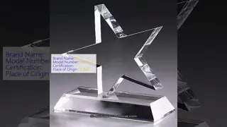 6'' H Clear Star Shape Acrylic Trophy With Base , Acrylic Star Award Custom Logo