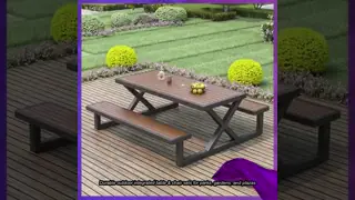 Outdoor Integrated Table & Chair Set - Park/Garden/Scenic Area Patio Bench Seating for Courtyards & Plazas