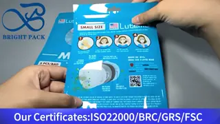 blue plastic bag with clear window for face mask