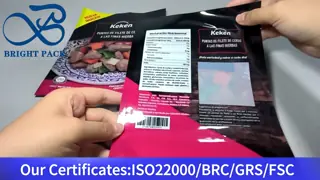 plastic stand up bag with clear window for food packaging