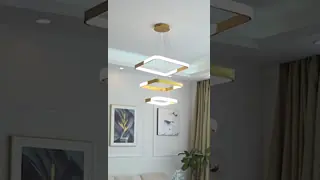 Remote-Controlled Stepless Dimming , Three-Color Temperature, Square Ring Metal Pendant Light