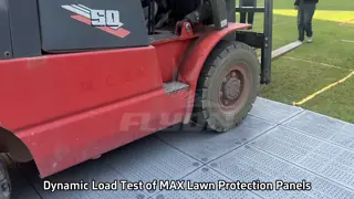 Stop Damaging Your Lawn. See How Flyon Turf Protection Flooring Handle Heavy Machinery.