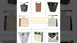 Outdoor Trash Bin Stainless Steel Park Garbage Can
