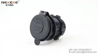 China Dual USB Marine Power Socket 4.2A 12-24V Waterproof Boat Outlet with Blue LED Indicator 5.4x3.7cm for sale