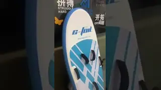 Blue and white inflatable hydrofoil board 4