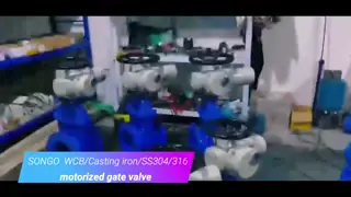 China SONGO Cast Iron Flange Motorized Gate Valve On/off 380V Electric Actuator Multi-turn Non-rising Stem Resilient EPDM Water Gate Valve for sale