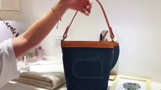 China Custom Washed Canvas Denim Bucket Bag women's fashion handbag Tote Bag Shoulder Bag Bucket Bag Canvas Bag Denim Bag for sale