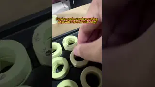 Precise angle seamless cutting of powder core circular rings
