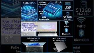 China 15.6 Inch Windows Laptop with Intel Core I5-1135G7 16GB RAM 512GB SSD and Windows 11 Pro for Business Use for sale