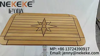 China Rectangular Marine Teak Table Top with Star Inlay - 16mm Thickness, 370x600mm to 650x1500mm Sizes for sale