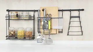Multi Functional Kitchen Mounted Hanging Rack for Cabinet Storage and Organization
