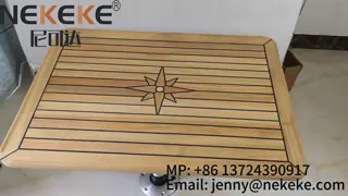 China Folding Teak Table Top for RV Camping - 20mm Thick Marine Wood with Star Inlay - Available in 500mm to 1250mm Sizes for sale