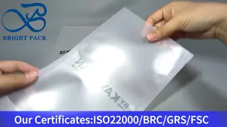 transparent stand up plastic bag without zipper