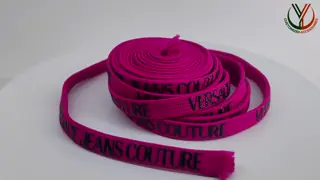 Watch: Jacquard Raised Logo Customized 35mm Loose Elastic Band For Clothing Showcase