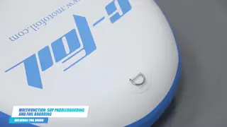 Blue and white inflatable hydrofoil board 2
