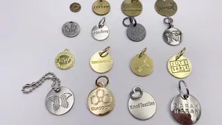 Metal round logo tag bag charm