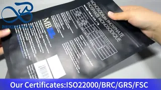 big black aluminum-plastic stand up bag for monosodium phosphate 1kg
