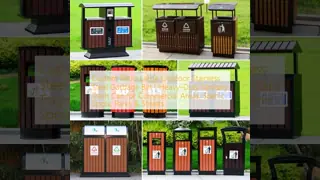 Outdoor Trash Bin Galvanized Steel Stainless