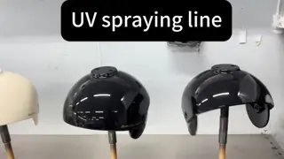 Uv assembly line for spraying plastic products